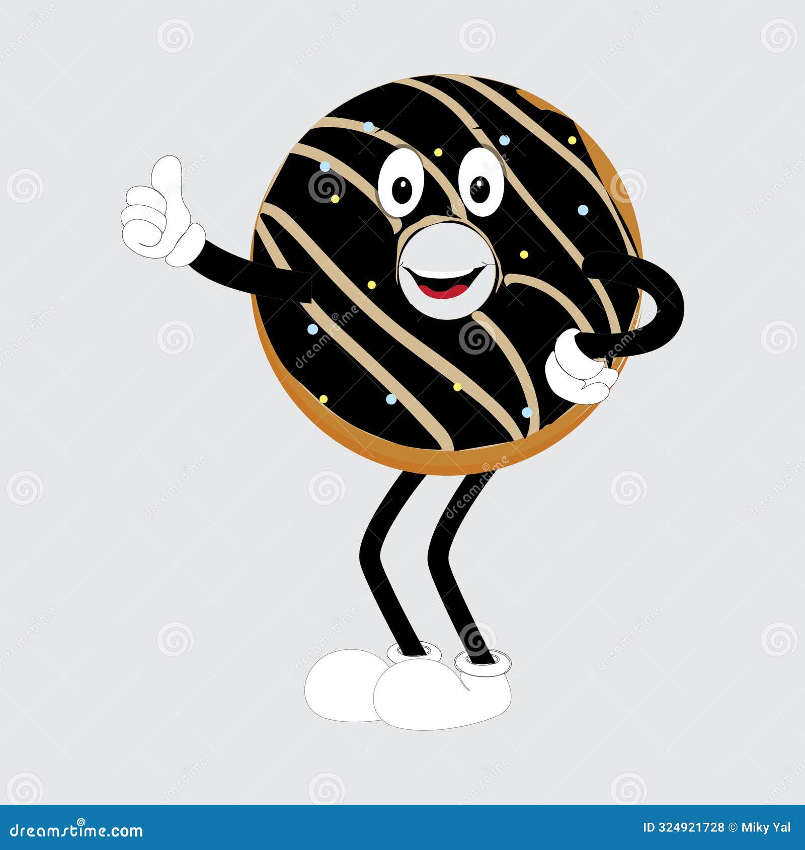Donut Mascot, Vintage Cartoon Styled Retro Vector Illustration, Cute ...