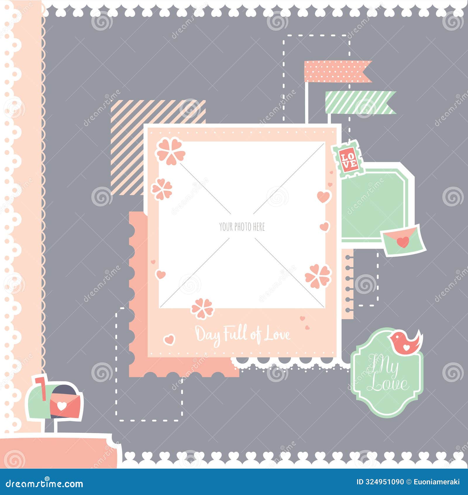 Lovely Digital Scrapbook Template Series with Editable Journal Diary ...