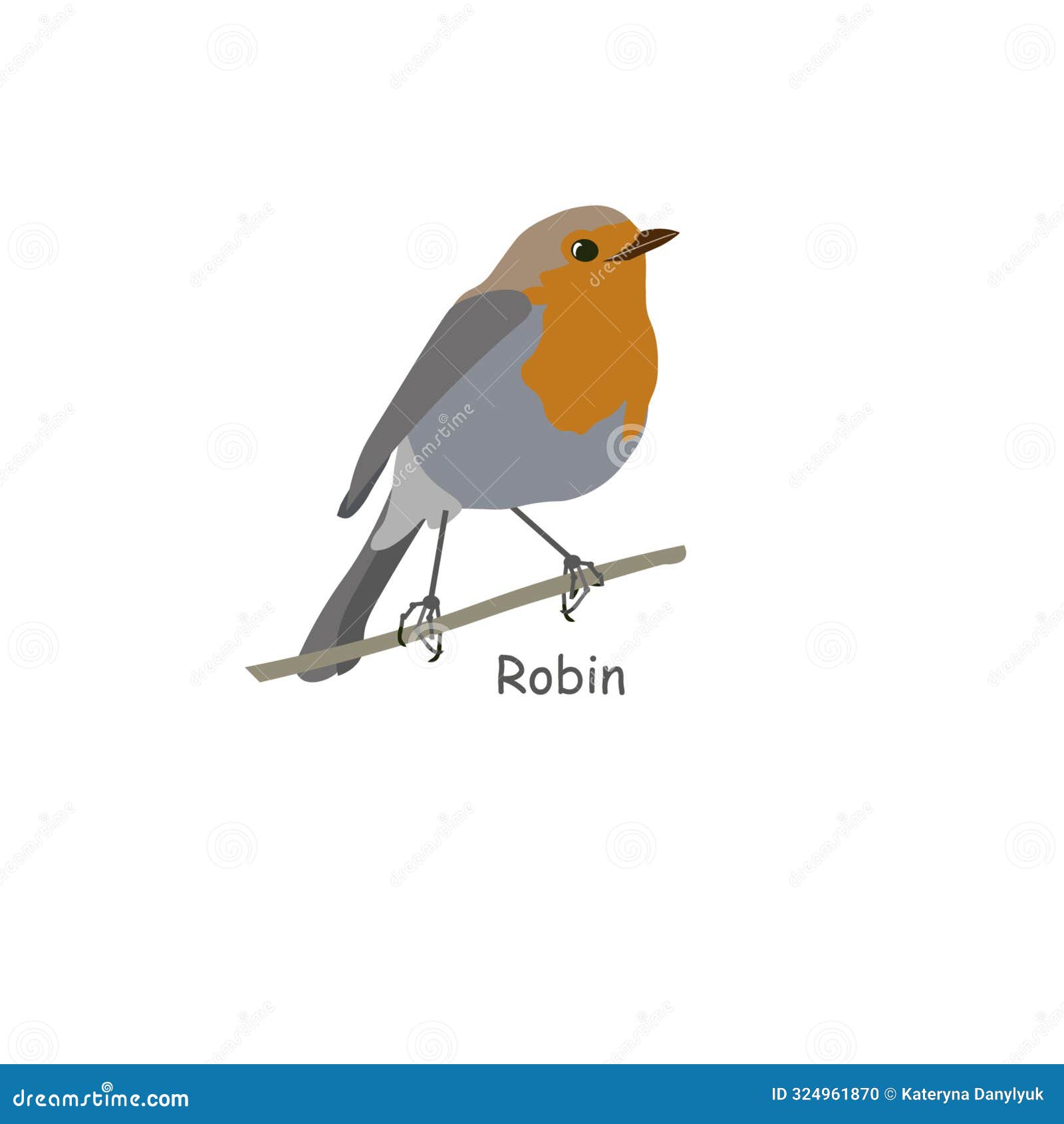 Robin Pattern on White Bird Object Isolated Nature Stock Vector ...