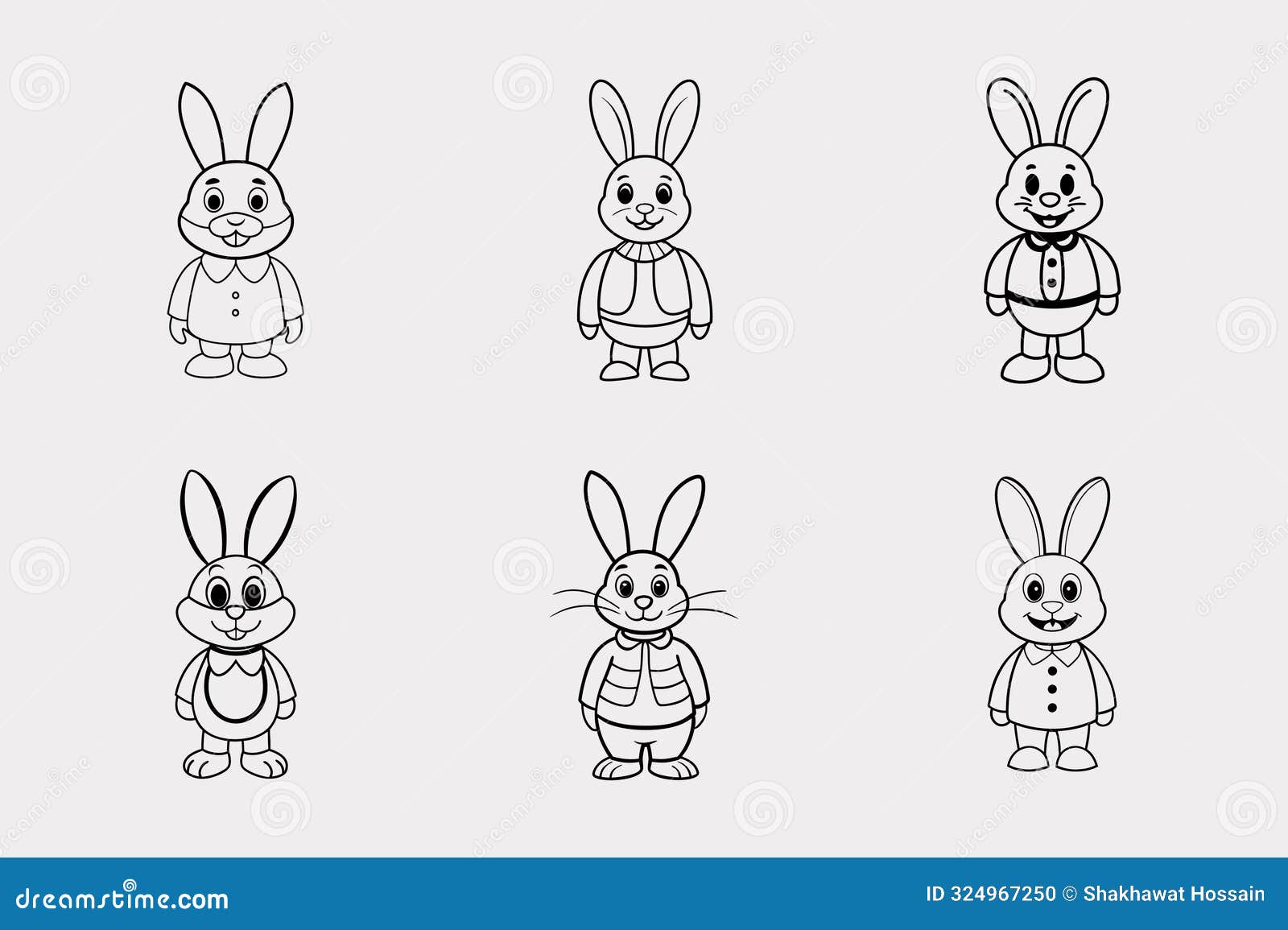 Cute Cartoon Illustration of a Rabbit with Clothes Stock Illustration ...