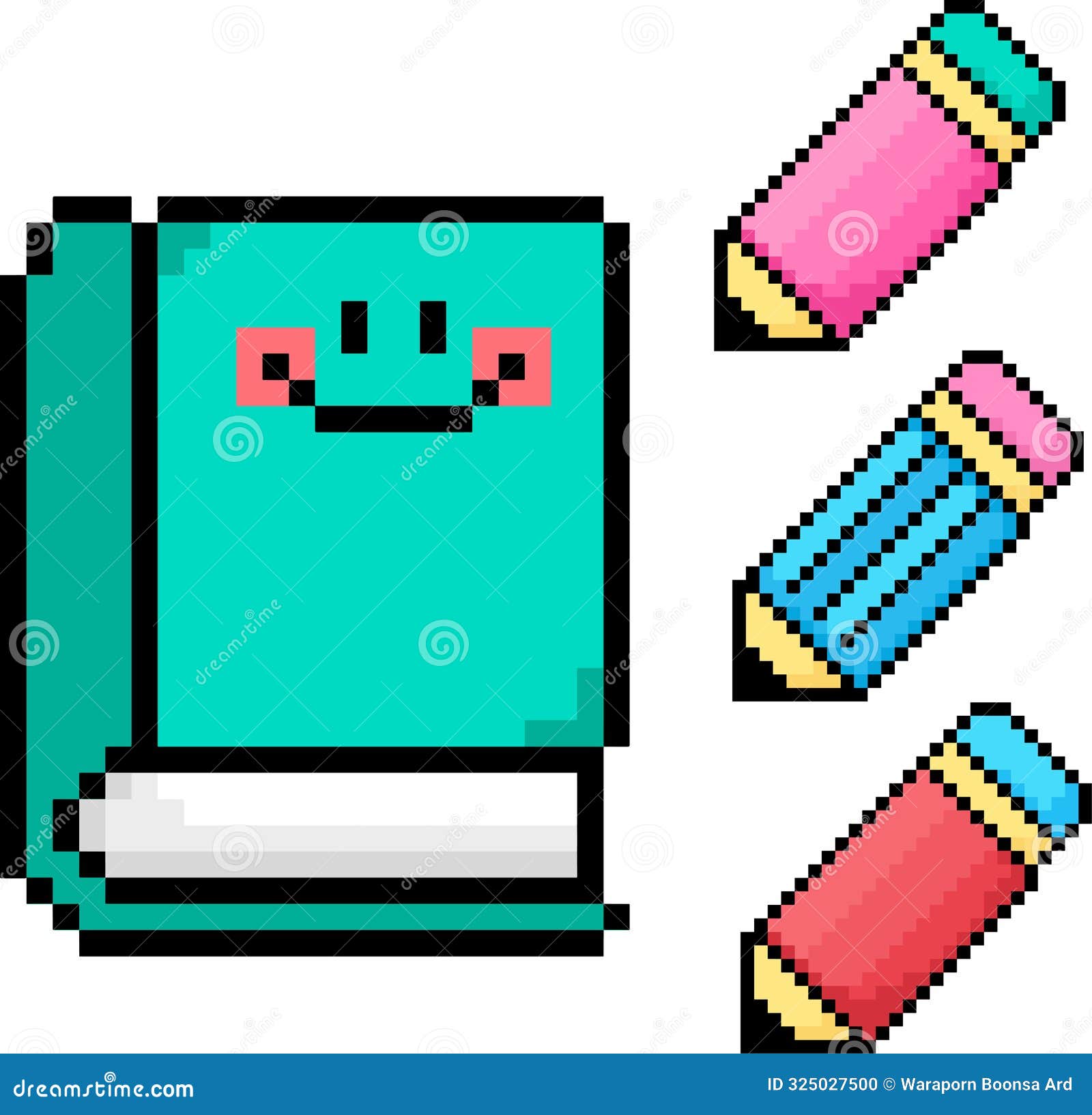 Pixel Art Book and Pencil Vector Game 8 Bit. Stock Vector ...