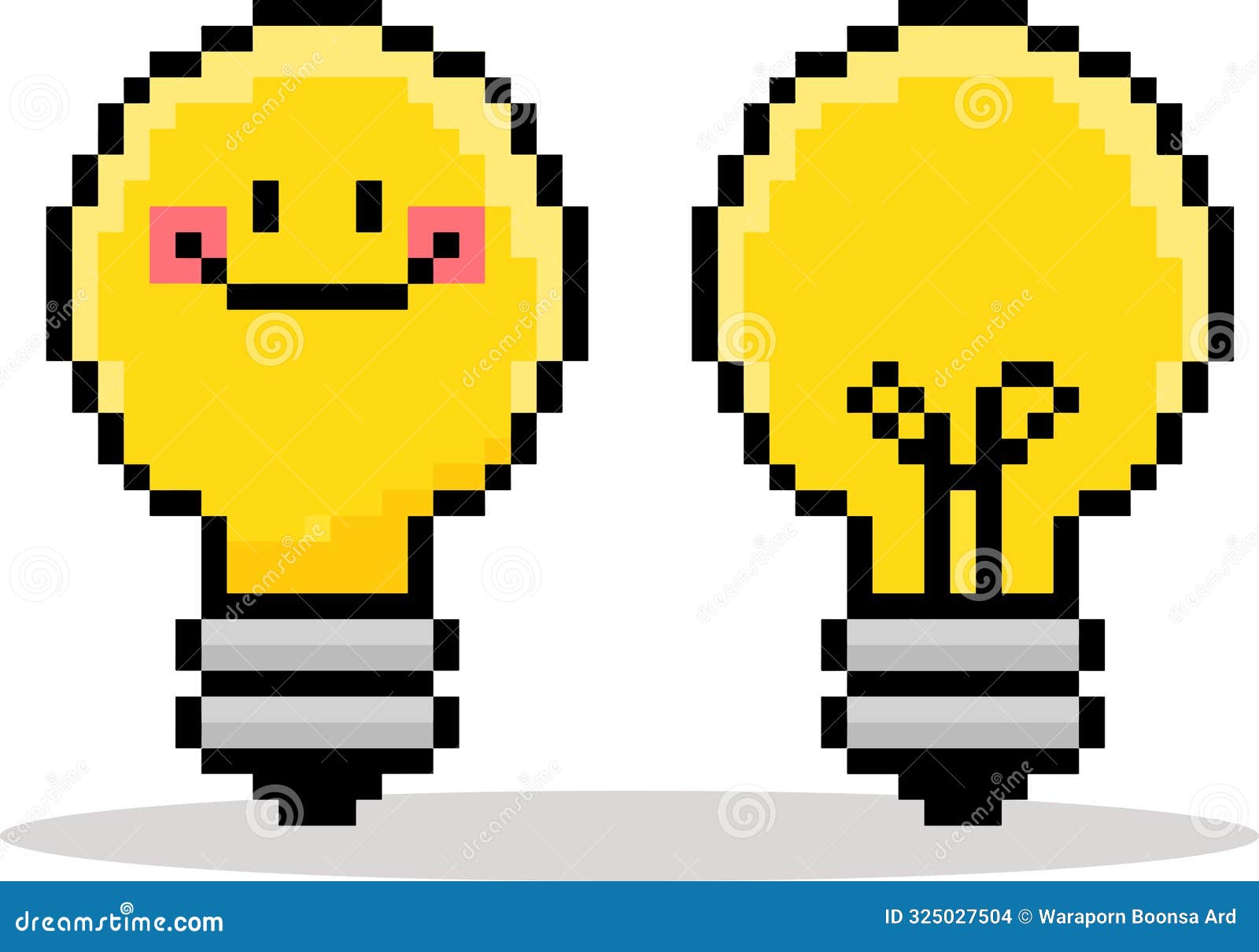 Pixel Art Light Bulb Vector Game 8 Bit Lamp Icon Logo. Stock Vector ...