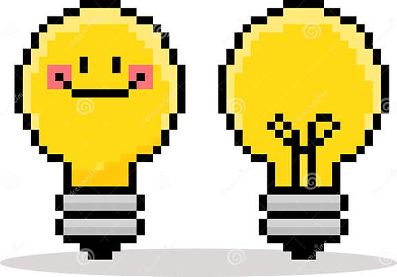Pixel Art Light Bulb Vector Game 8 Bit Lamp Icon Logo. Stock Vector ...