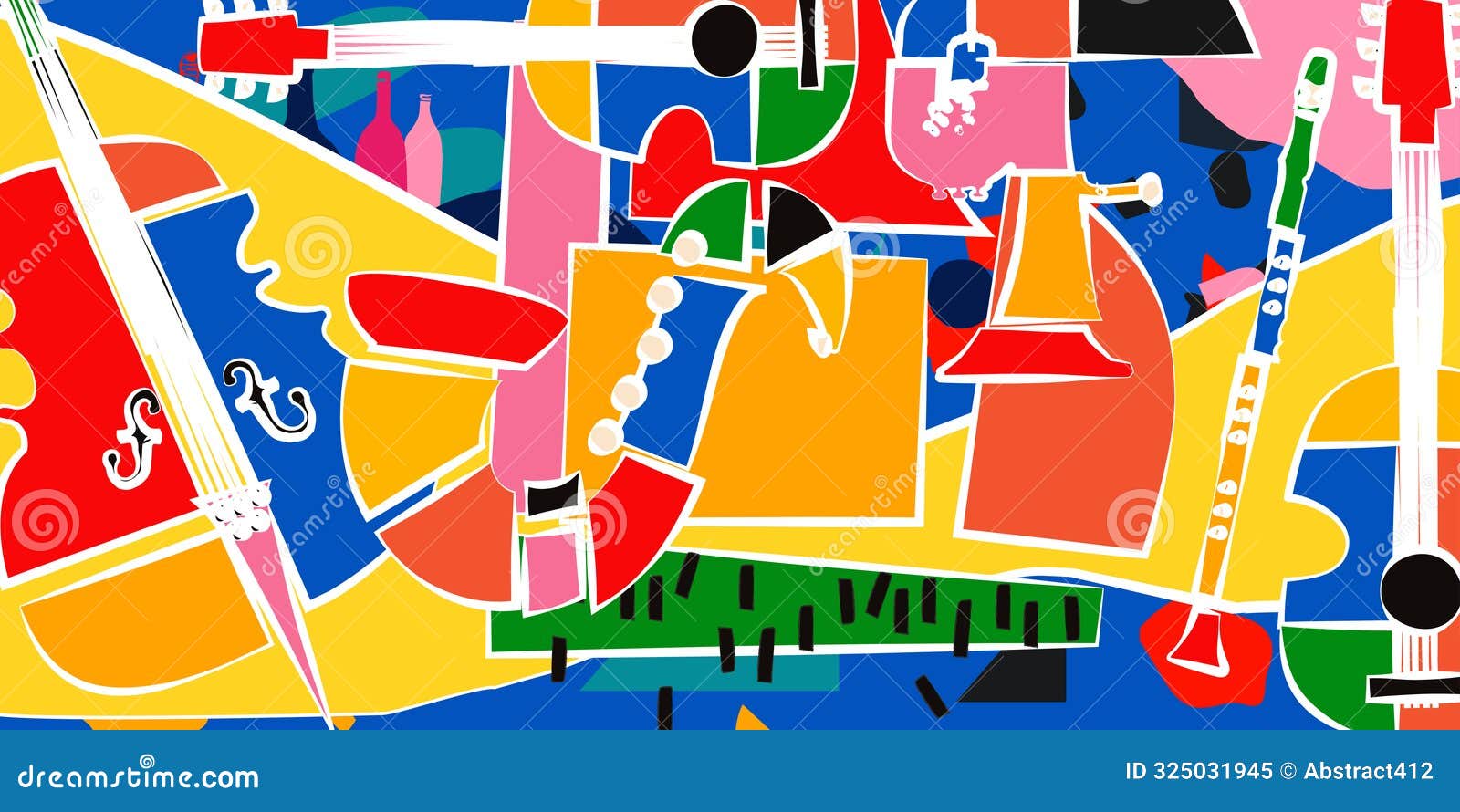 Modern Music Poster with Abstract and Minimalistic Musical Instruments ...