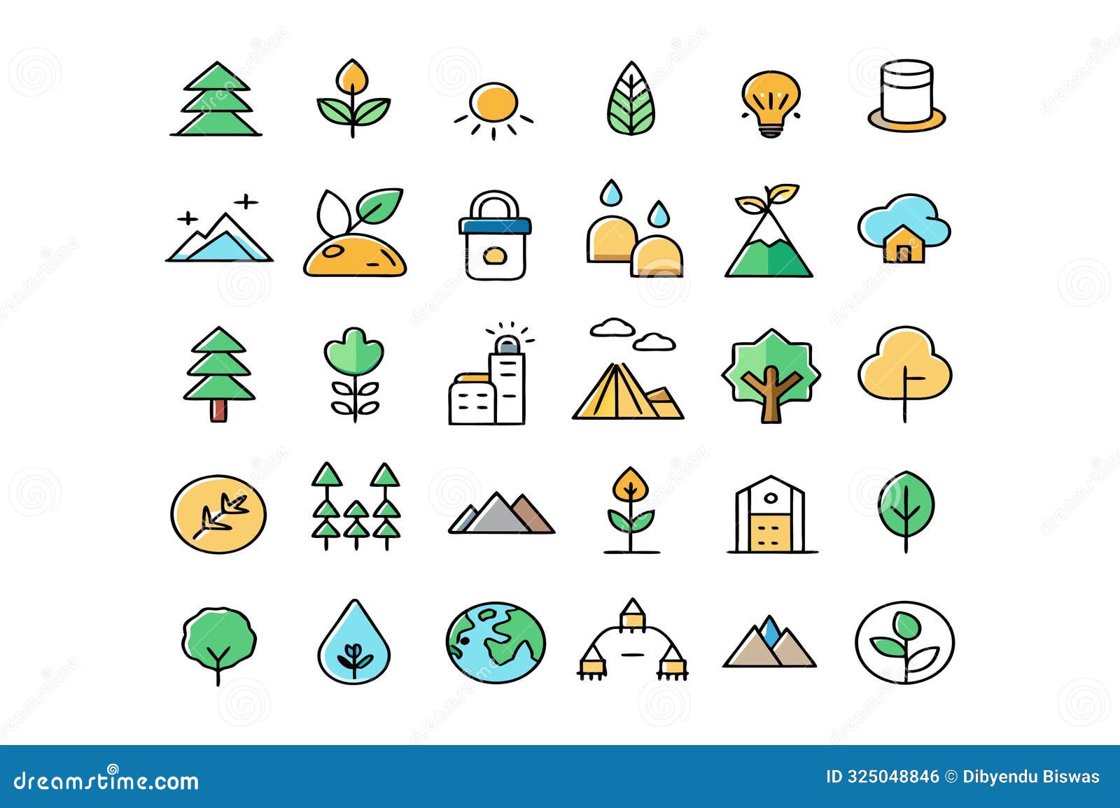 A Collection of 30 Outline Icons Related To Ecosystems Stock ...