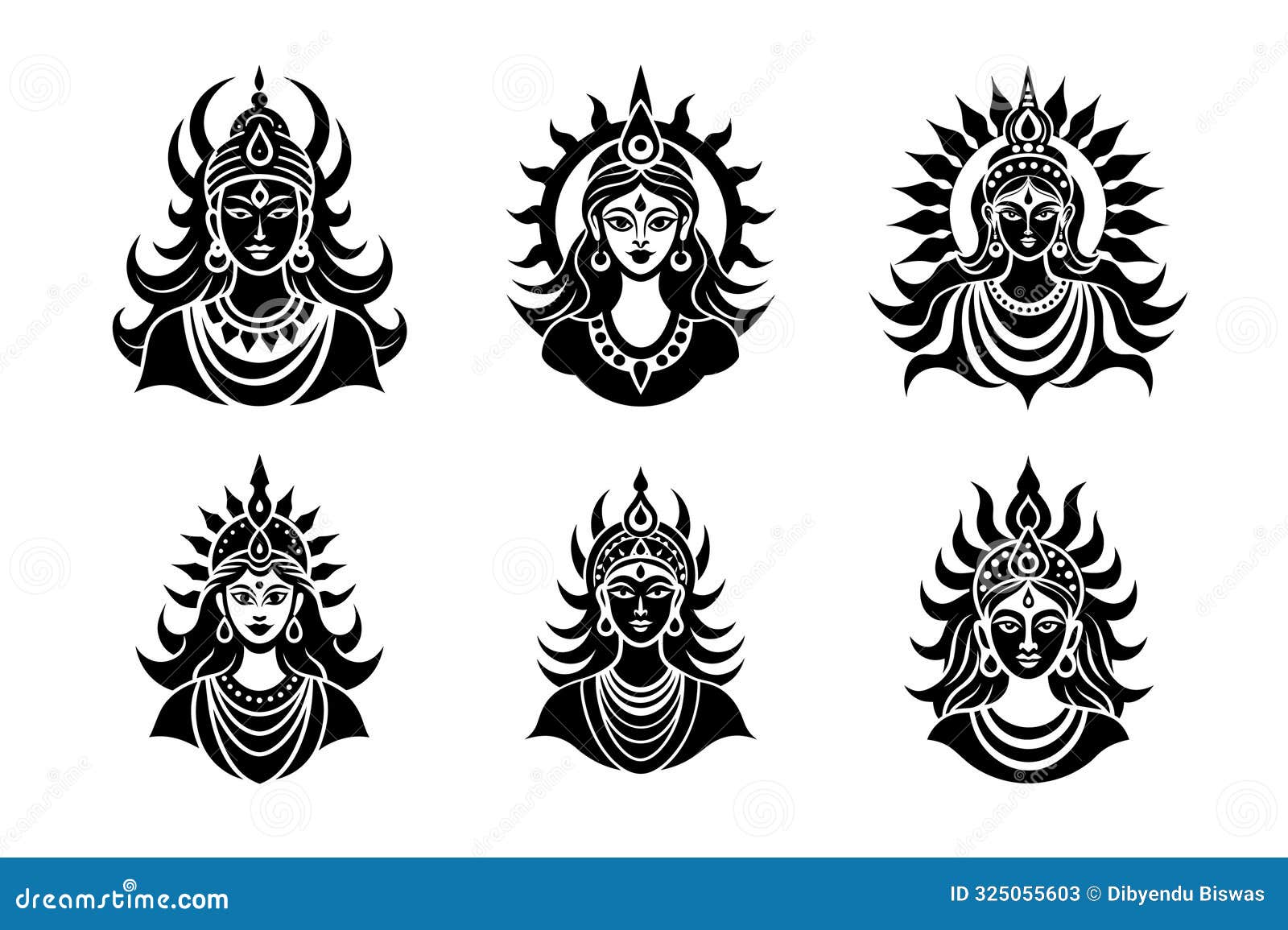Lord Durga Logo Icon Black Silhouette Stock Illustration - Illustration ...