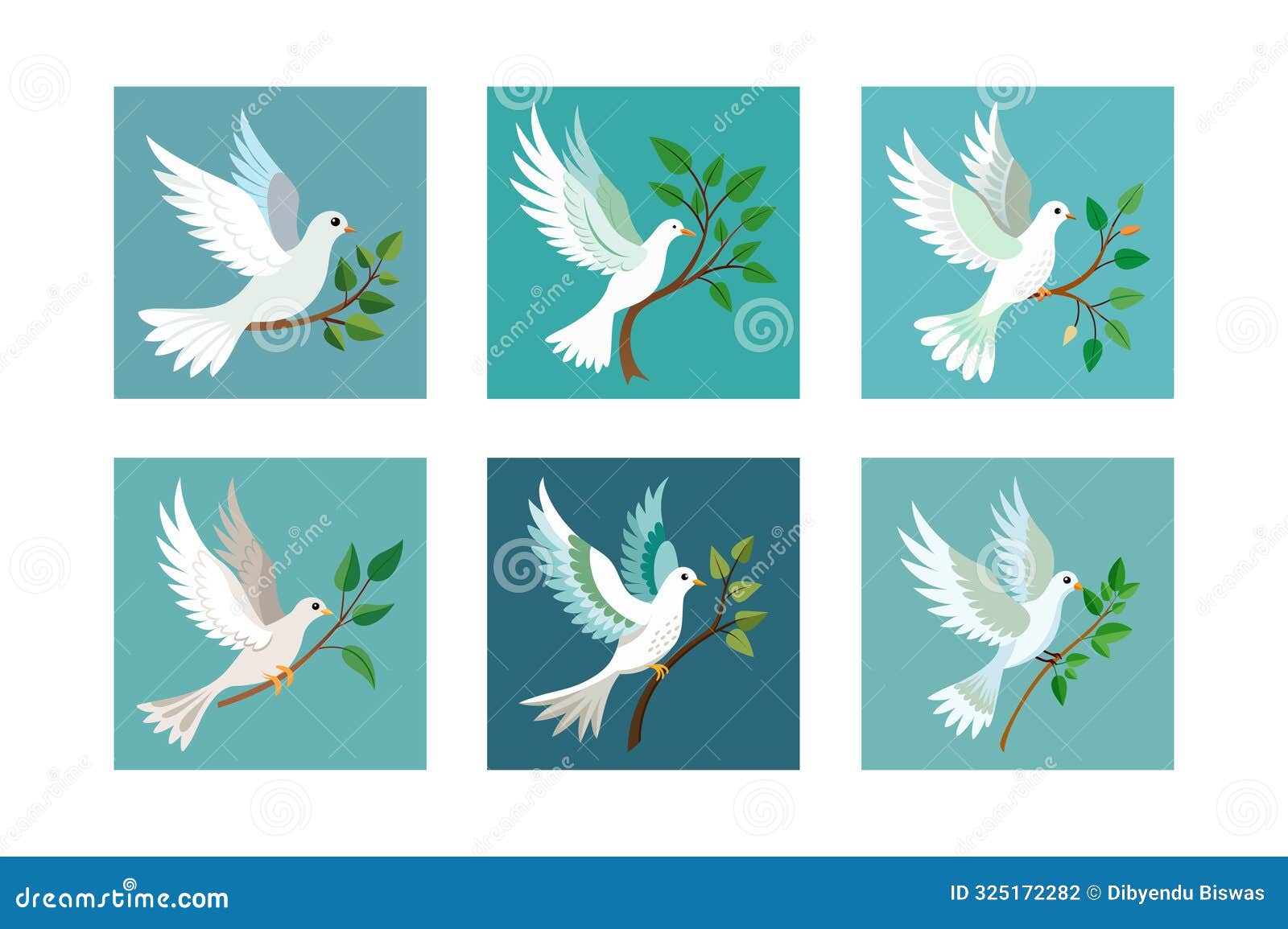 Dove Flying, in Its Beak a Tree Branch Stock Illustration ...