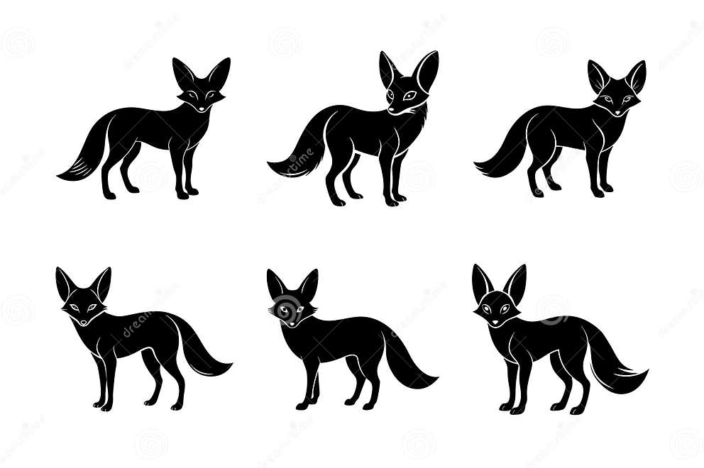 Silhouette Fennec Fox Vector Stock Illustration - Illustration of ...