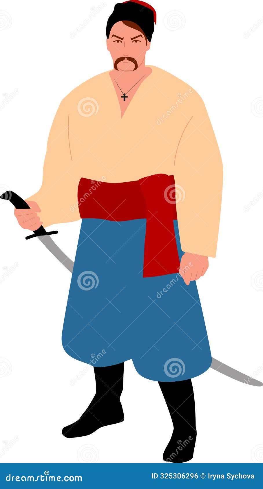 Ukrainian Kozak with a Saber in Traditional Clothes. Stock Vector ...