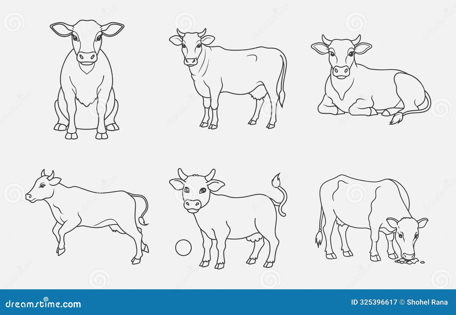 Print Elegant Cow Line Art Vector Set - Premium Collection for ...