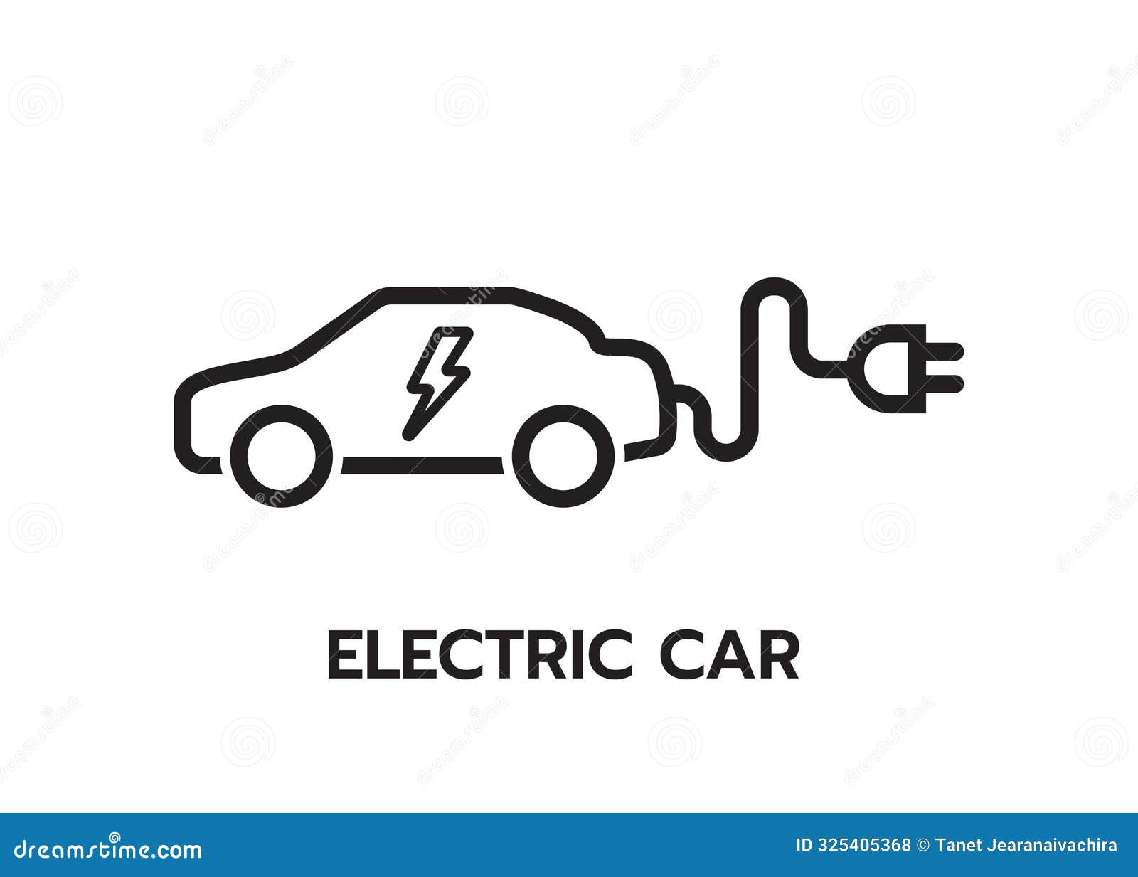 Electric Car with Plug Icon Symbol, EV Car, Green Hybrid Vehicles ...