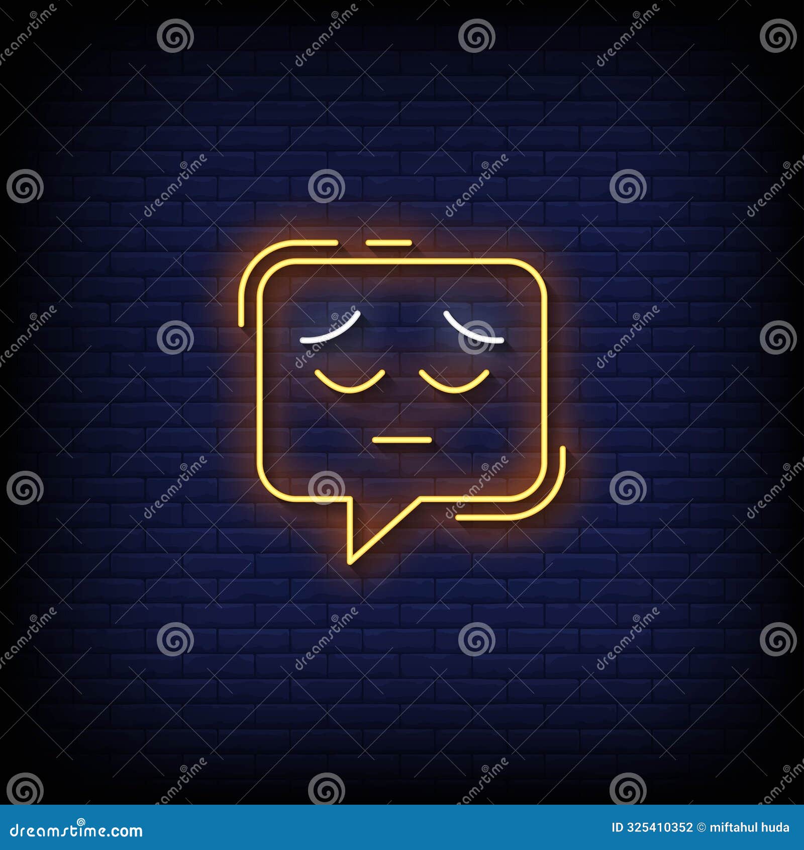 Pensive Emoji Symbol Neon Sign Vector Stock Illustration - Illustration ...
