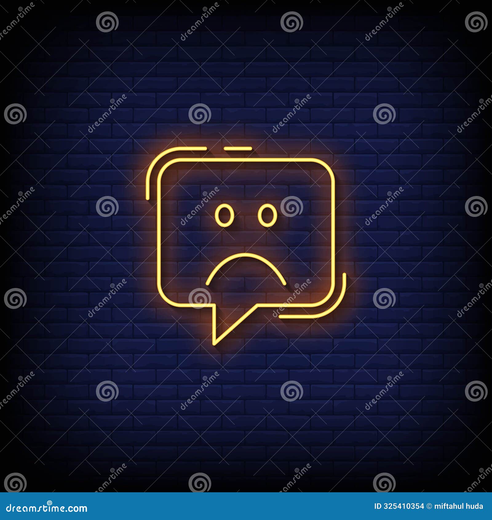 Frowning Emoji Symbol Neon Sign Vector Stock Illustration ...