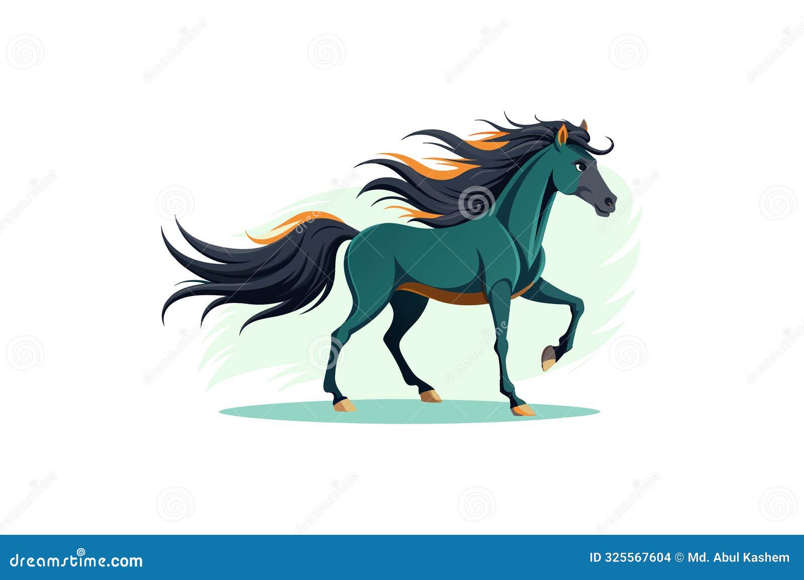 Beautiful Iconic Marwari Horse Running Vector Artwork Stock Vector ...