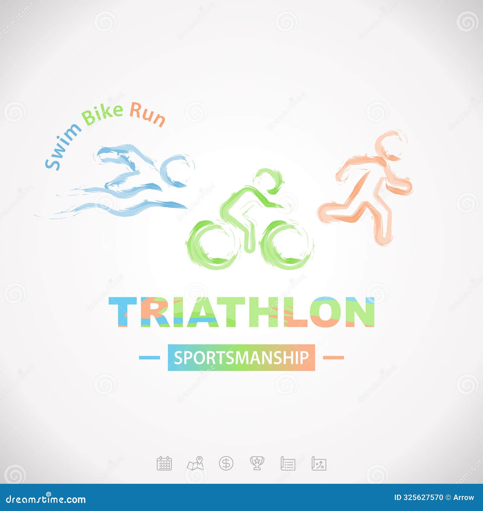 Triathlon Swim Bike Run Fitness Symbol Infographic Stock Illustration ...