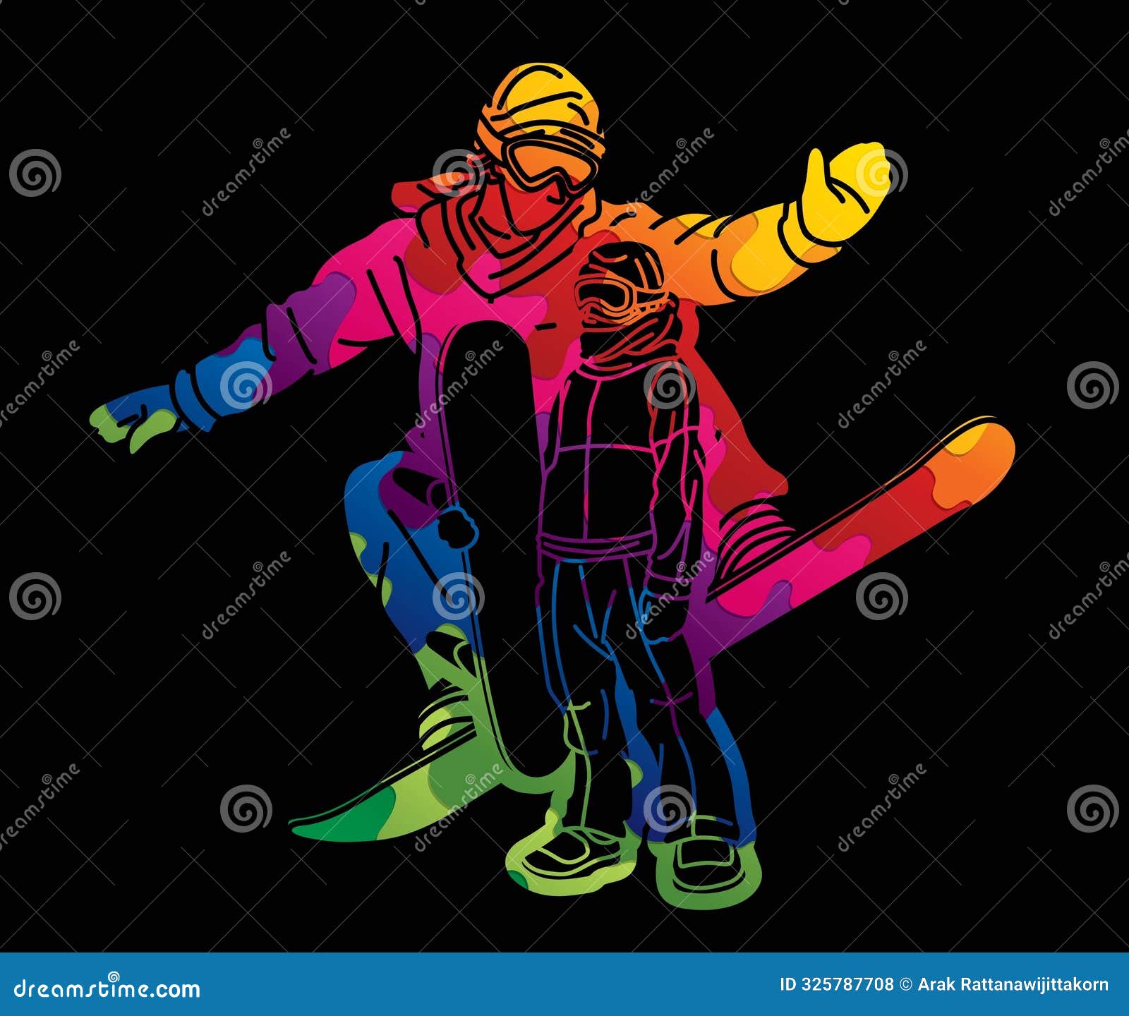 Group of Snowboarder Mix Action Snowboard Sport Player Stock ...