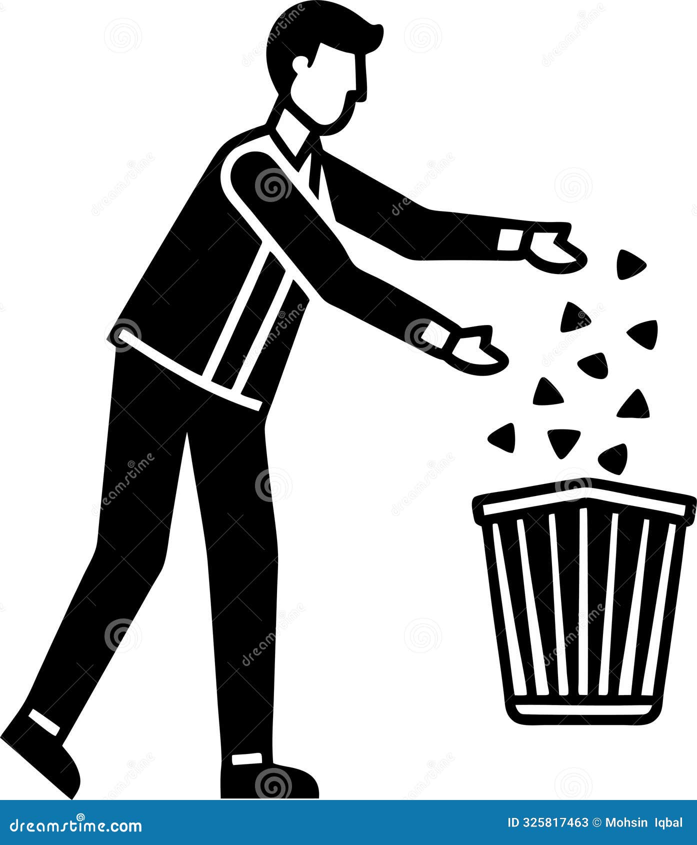 Trash Box Icon Man Throw Garbage on Trash Box Icon Vector Stock Vector ...