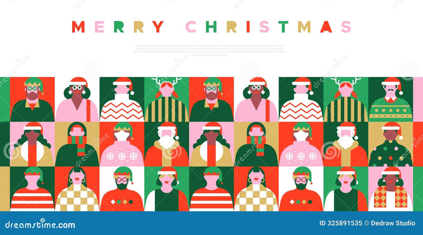 Diverse Christmas People Web Template Illustration Stock Illustration ...
