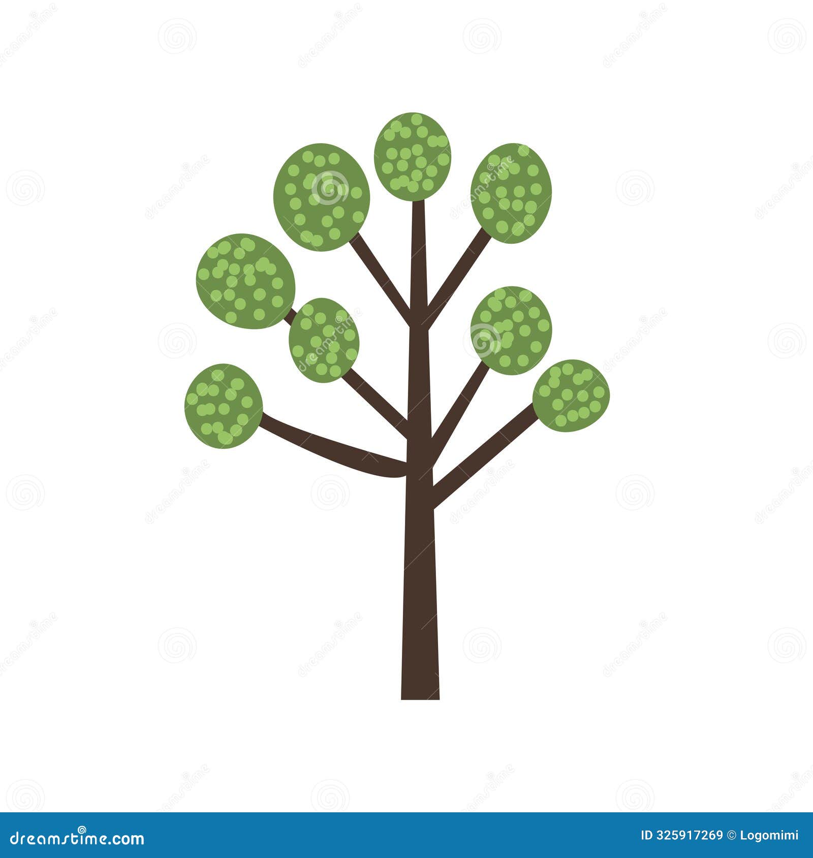 Abstract Green Tree in Flat Design Style, Nature Landscape Elements ...