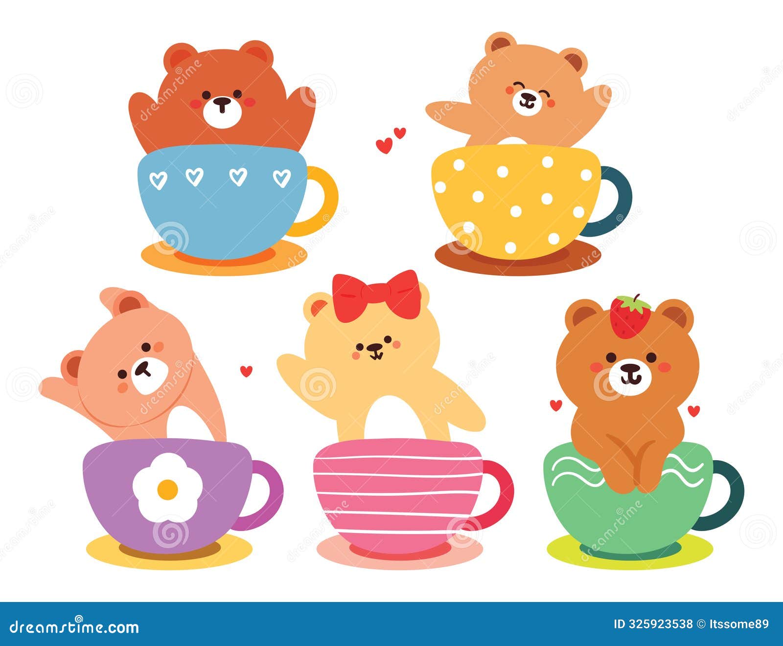 Hand Drawing Cartoon Bear Sticker Set Stock Vector - Illustration of ...