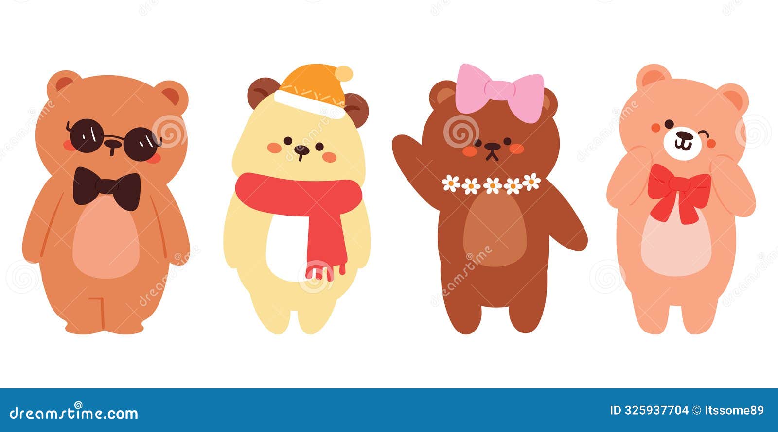 Hand Drawing Cartoon Bear Sticker Set Stock Vector - Illustration of ...