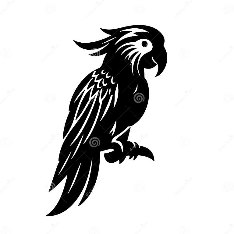 Parrot Silhouette. Parrot Black Icon on White Background Stock Vector ...
