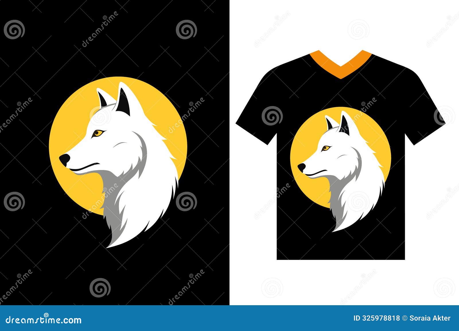 White Wolf's Head, Full Moon Background, Vector Illustration For T ...