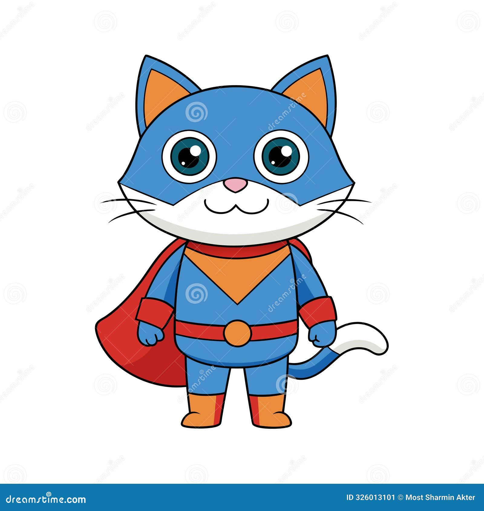 Cute Cat Superhero Cartoon Vector Illustration. Stock Illustration ...