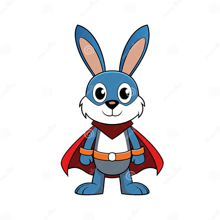 Cute Rabbit Superhero Cartoon Vector Illustration Stock Illustration ...