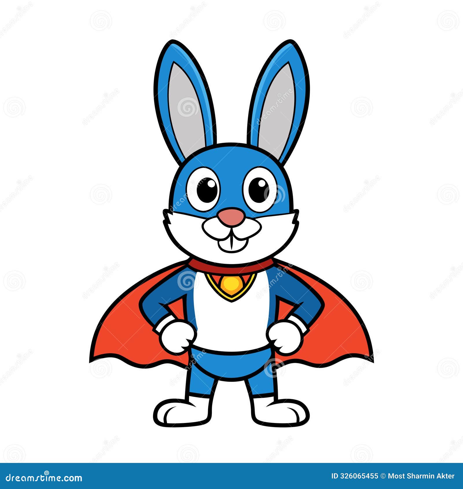 Cute Rabbit Superhero Cartoon Vector Illustration Stock Illustration ...