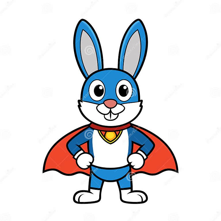 Cute Rabbit Superhero Cartoon Vector Illustration Stock Illustration ...