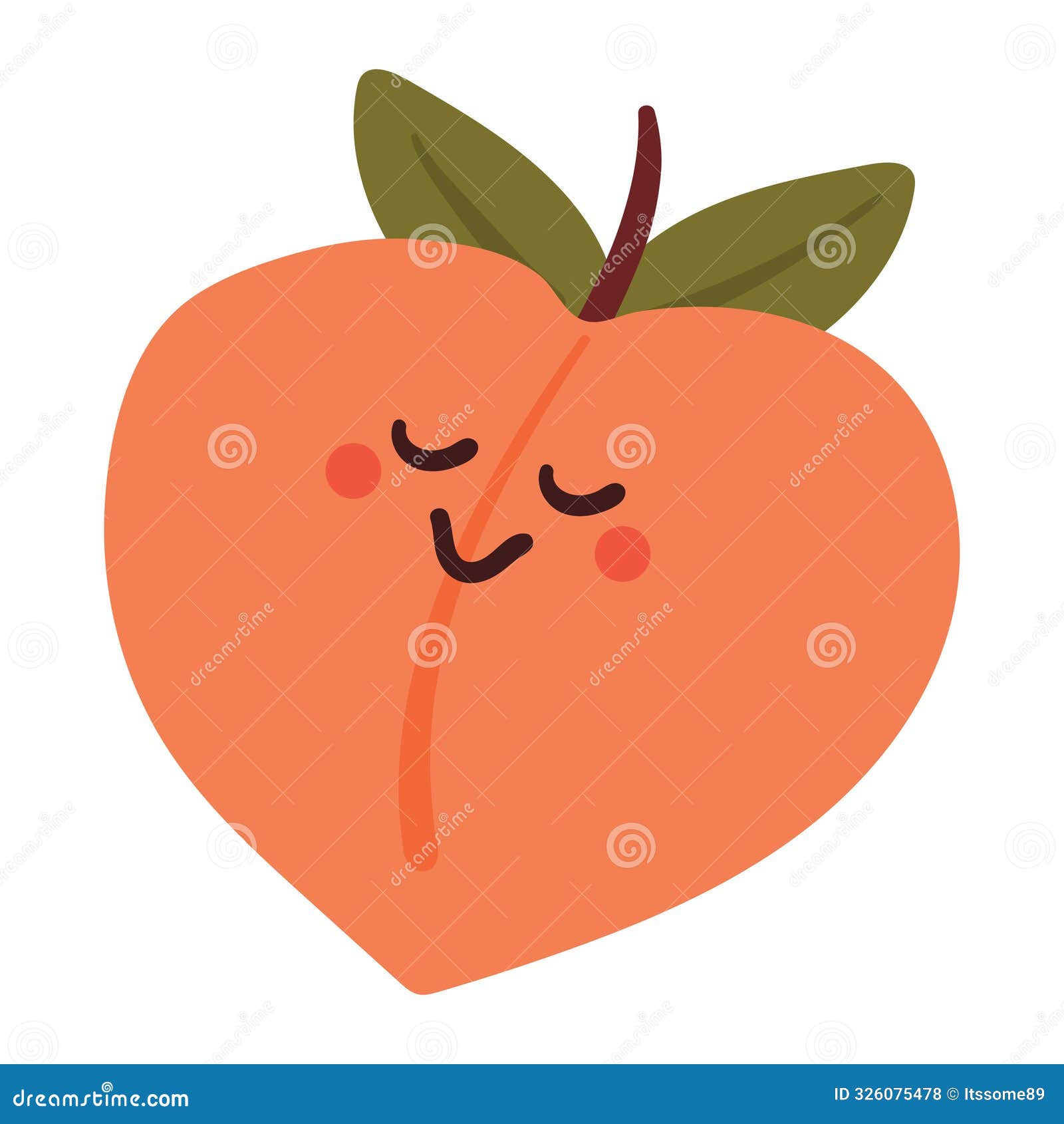Hand Drawing Cartoon Peach Fruit Sticker Stock Illustration ...