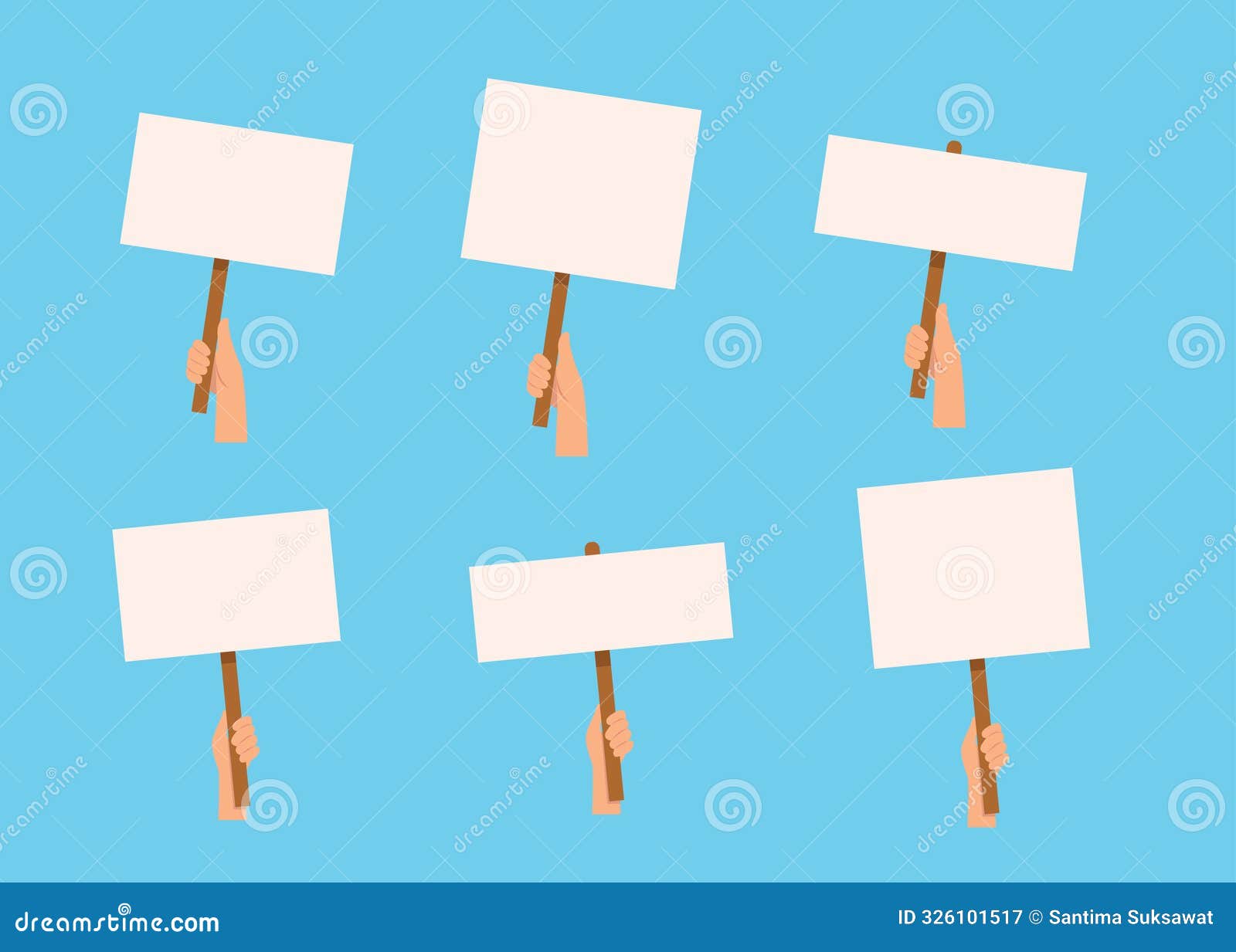 Protesters Holding Placard Sign Banner Vector Illustration Stock Vector ...