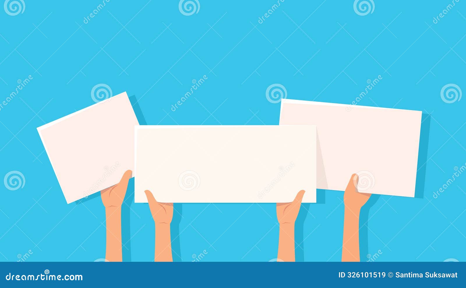 Protesters Holding Placard Sign Banner Vector Illustration Stock Vector ...