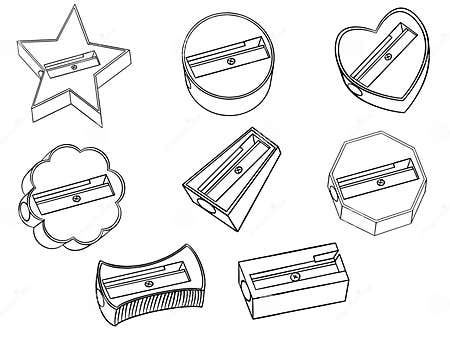 Pencil Sharpener Line Art Illustration. Pencil Sharpener Stationary ...