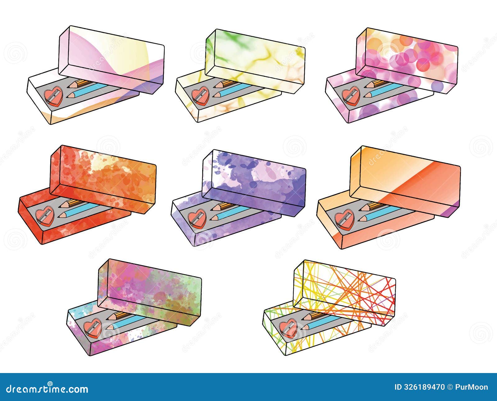 Pencil Box Clip Art Illustration. Pencil Box Stationary Stock ...