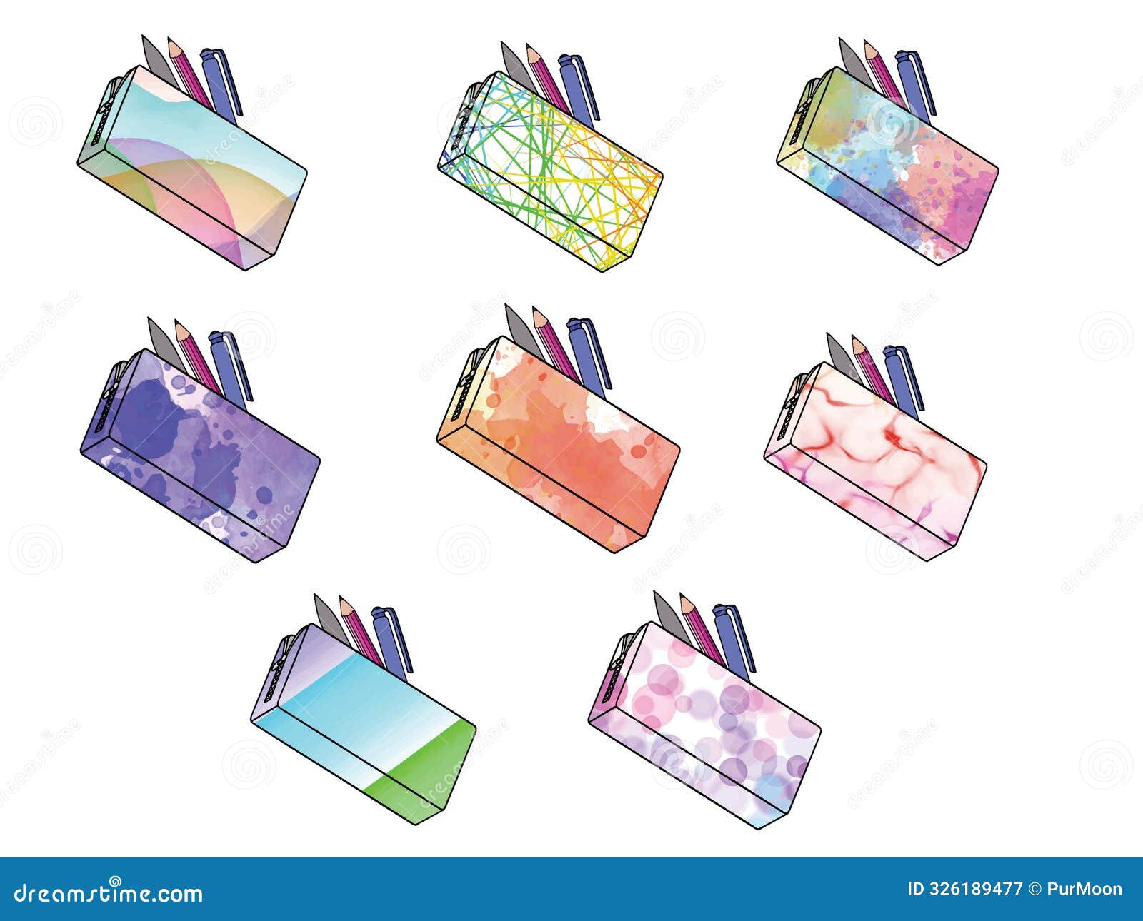 Pencil Box Clip Art Illustration. Pencil Box Stationary Stock ...