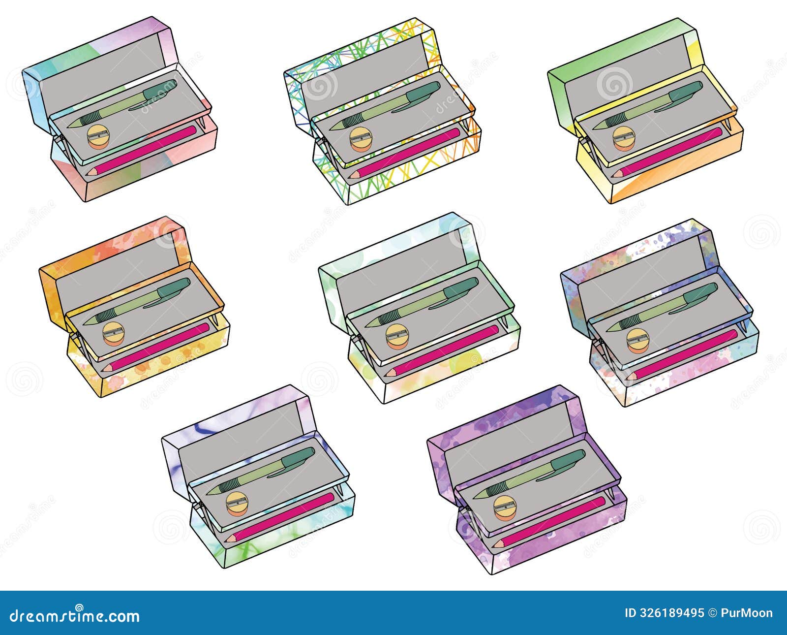 Pencil Box Clip Art Illustration. Pencil Box Stationary Stock ...