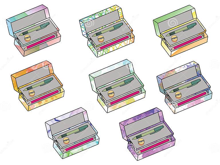 Pencil Box Clip Art Illustration. Pencil Box Stationary Stock ...