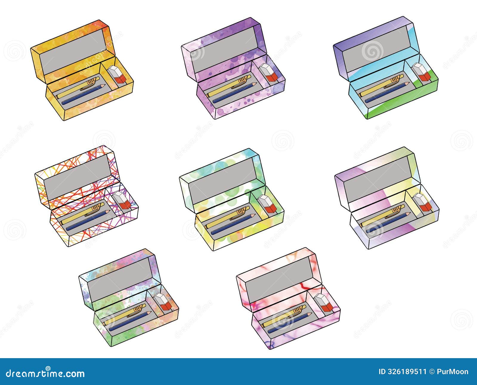 Pencil Box Clip Art Illustration. Pencil Box Stationary Stock ...