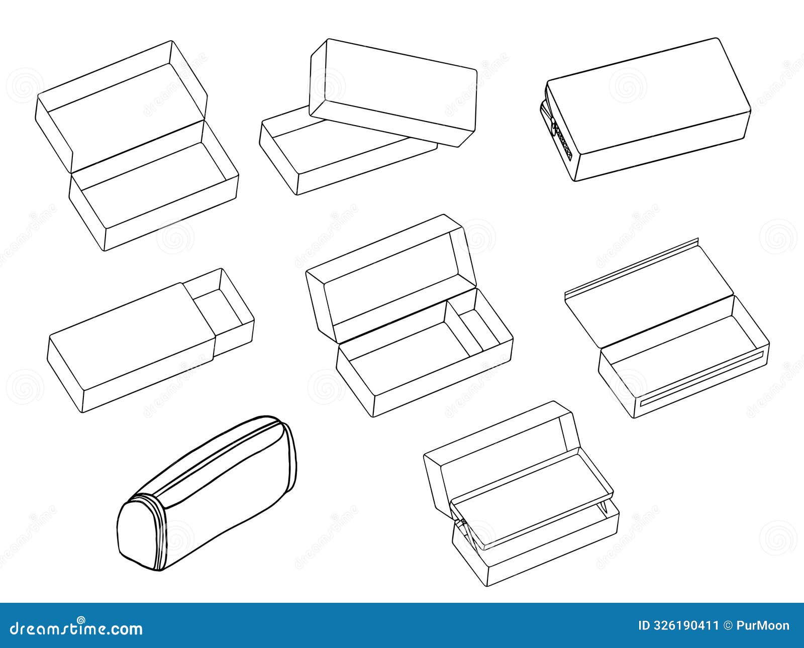 Pencil Box Stationery Line Art Illustration. Hand Drawn Back To School ...