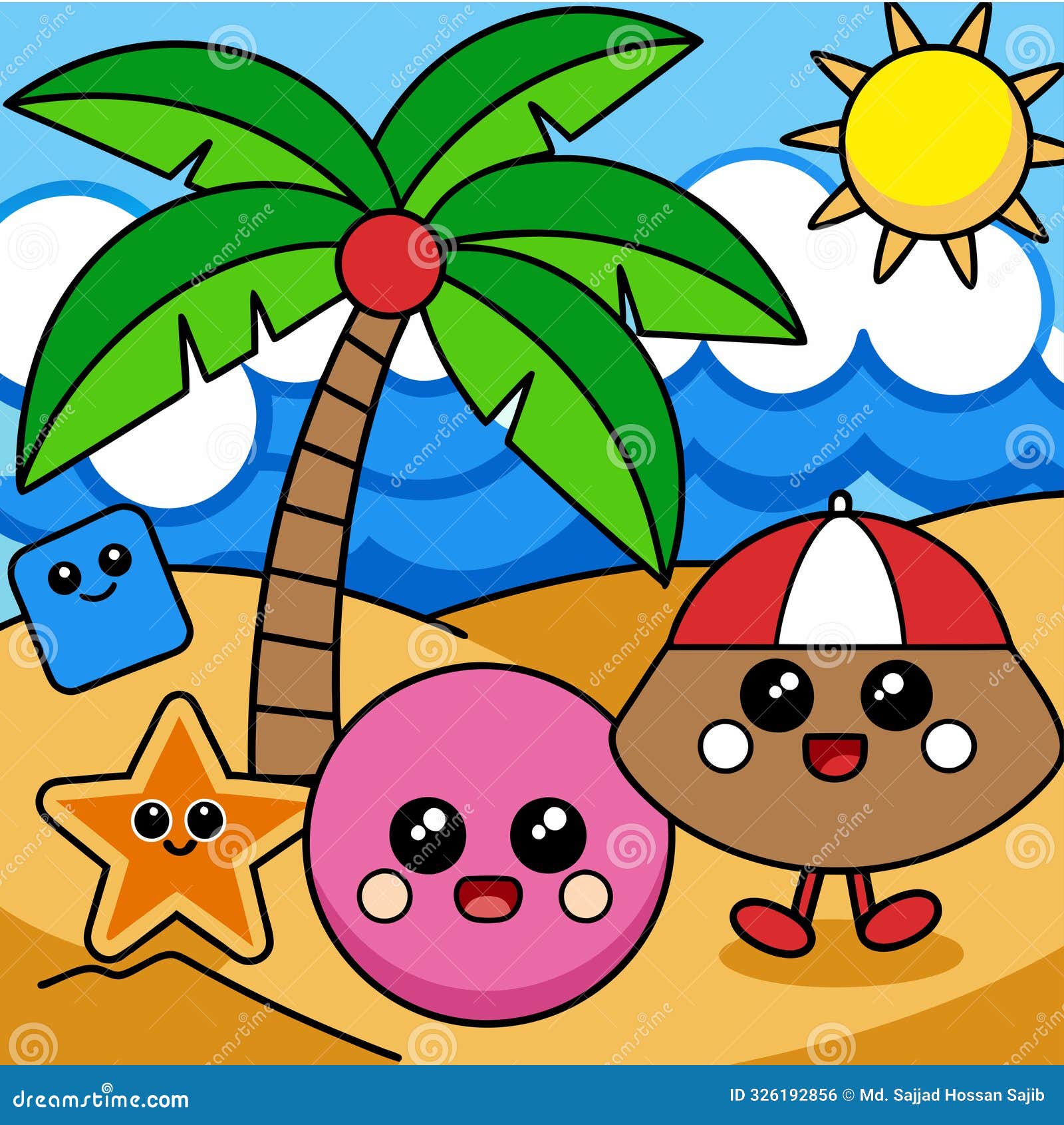 Cartoon Summer Time Banner Template , Illustration Clipart Painting ...