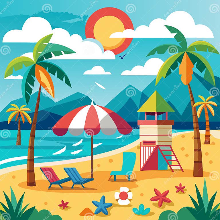 Cartoon Summer Time Banner Template , Illustration Clipart Painting ...