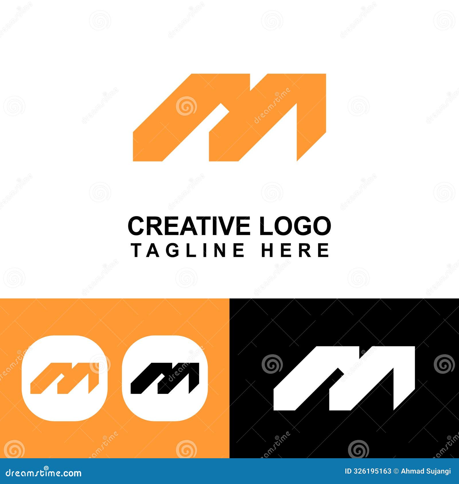 Modern M logo with orange. stock vector. Illustration of entertainment ...