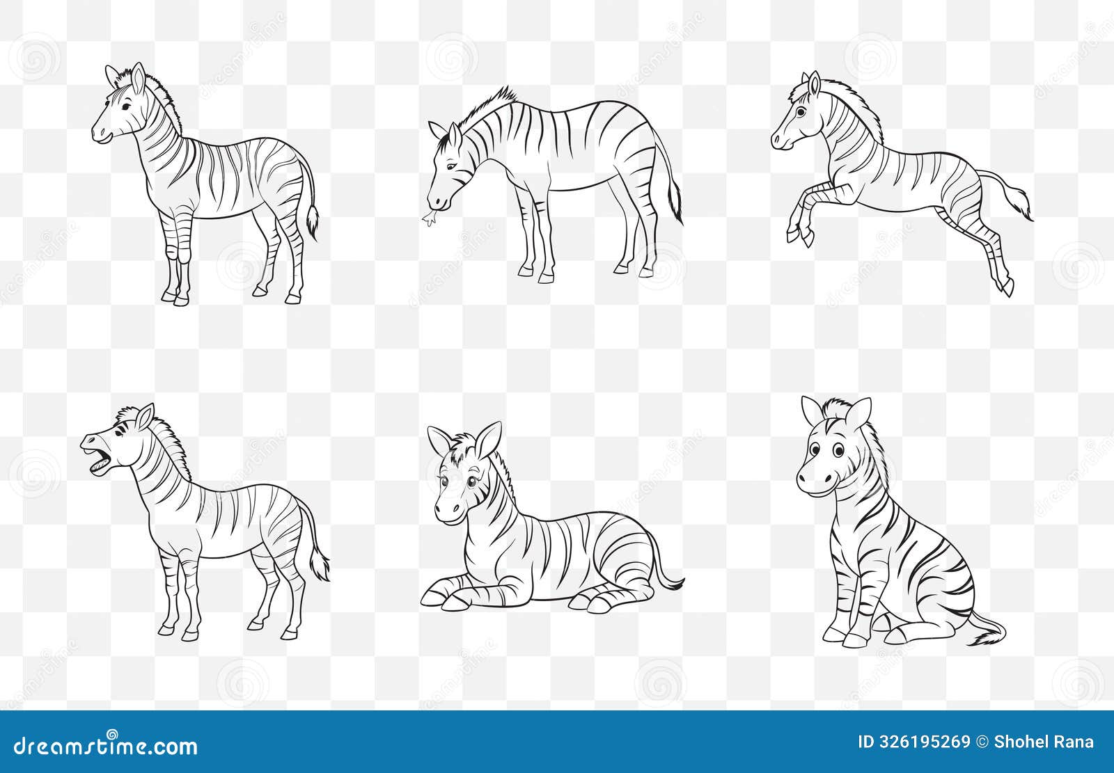 Print Elegant Zebra Line Art Vector Set Featuring Unique Designs and ...