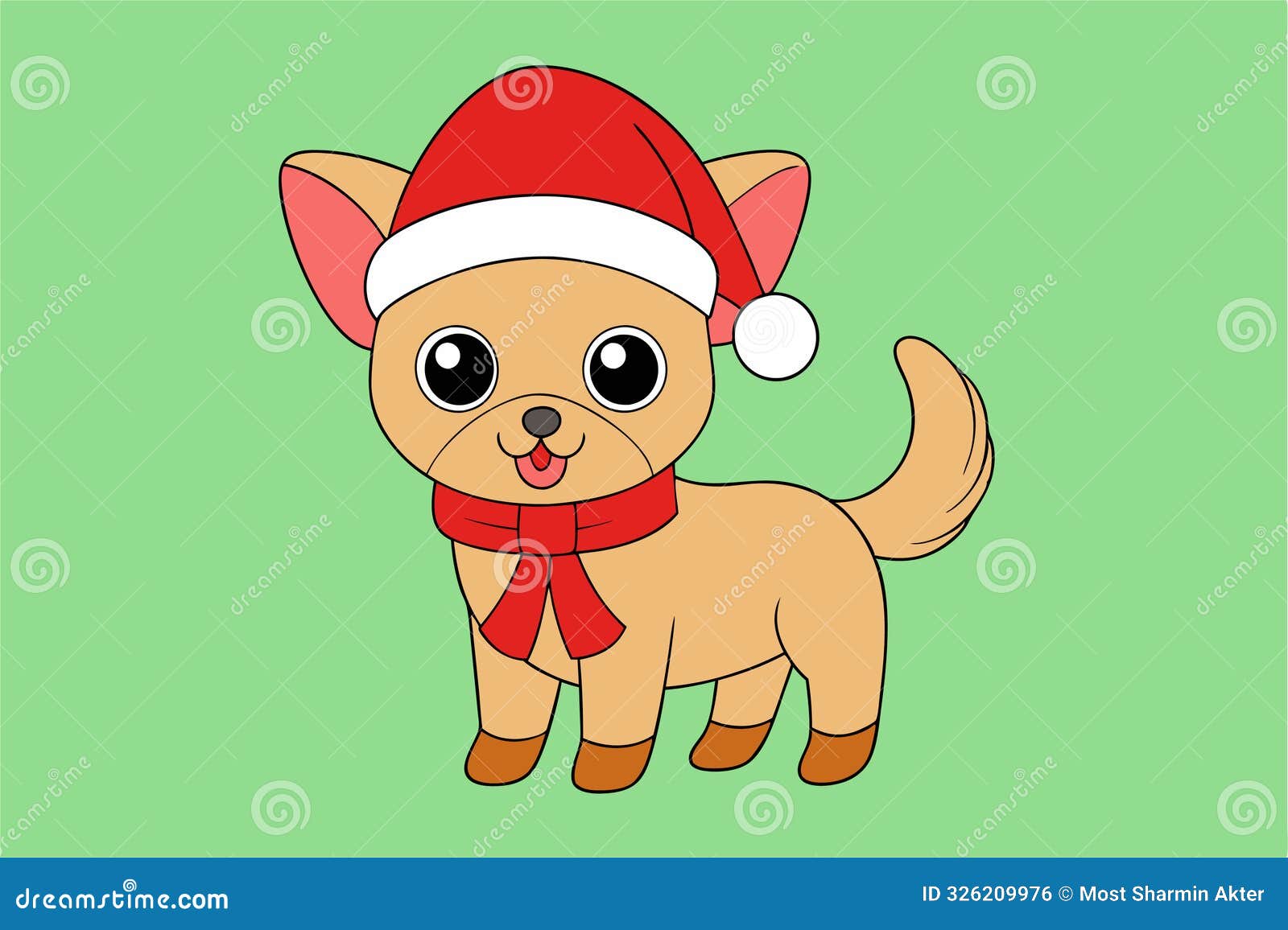 Cute Christmas Dog Vector Illustration Stock Illustration ...