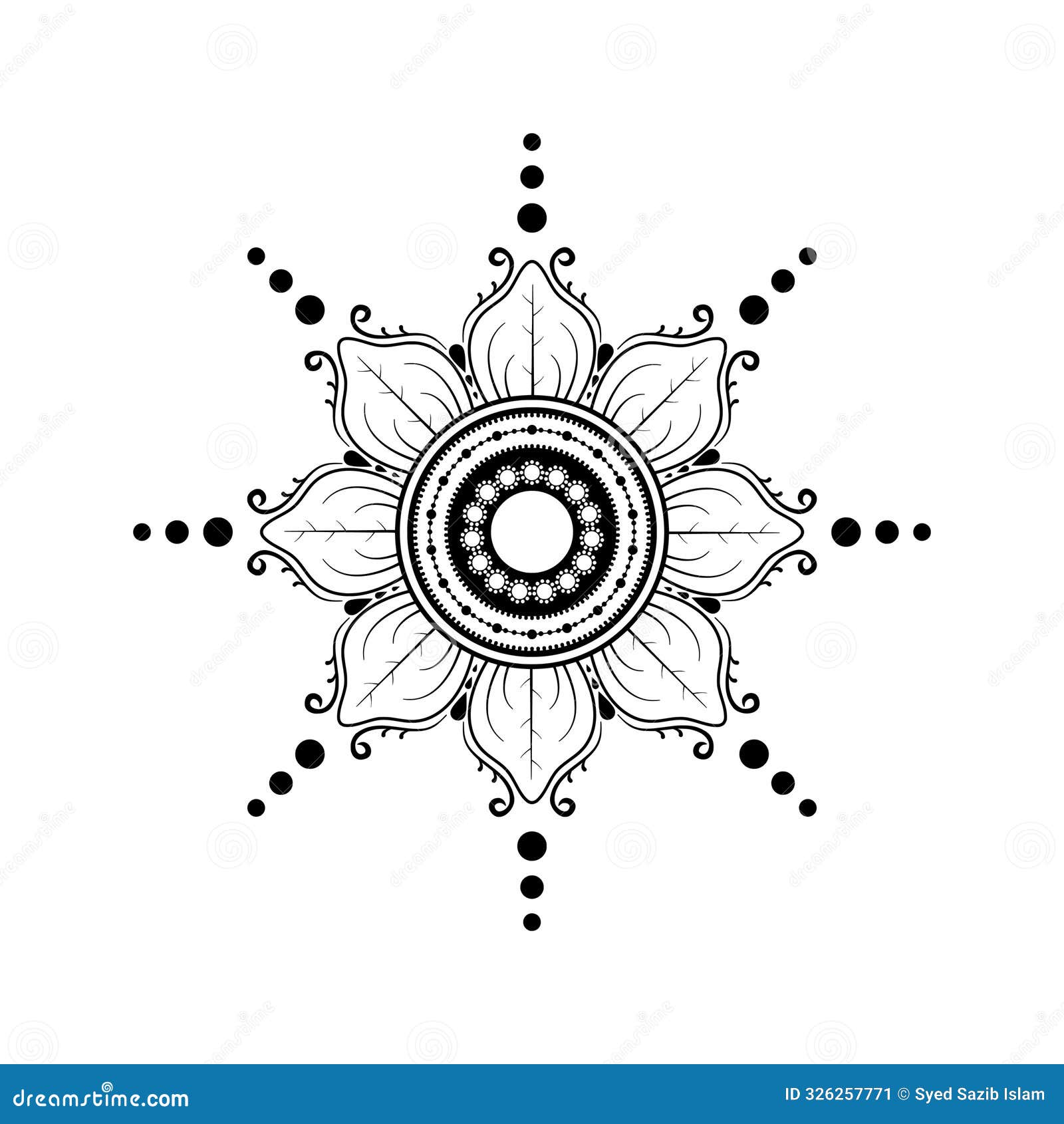 Simple Mandala Design for Coloring Vector Floral Geometric Ornamental ...