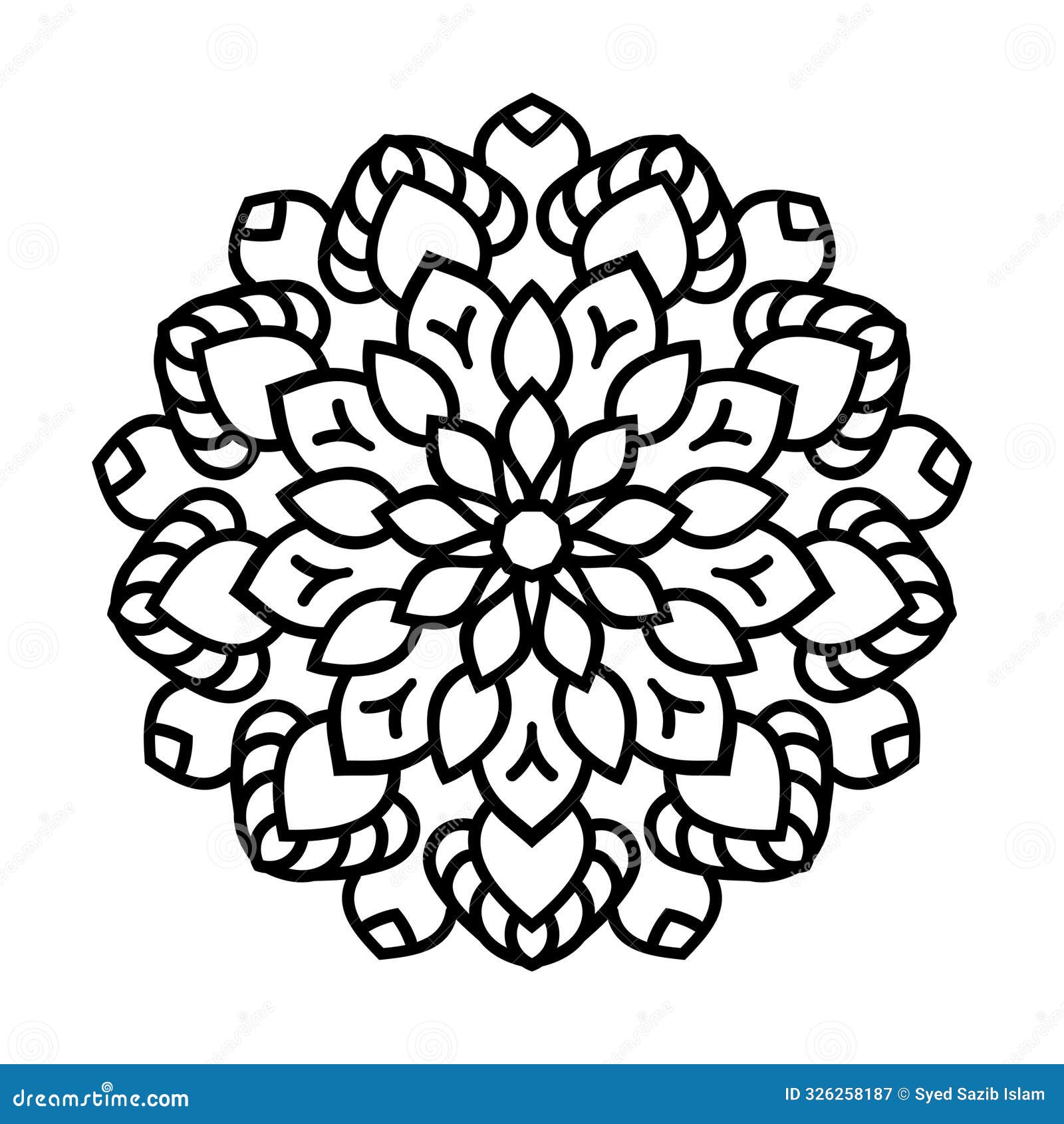 Simple Mandala Design for Coloring Vector Floral Geometric Ornamental ...