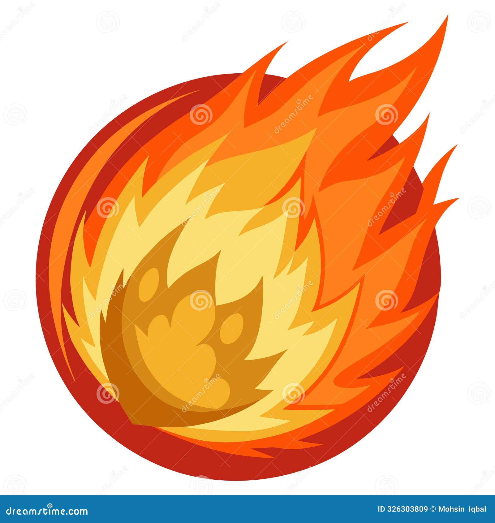 Fireball - Hot, Fiery Sphere with Flames, Contrast in Color. Stock ...