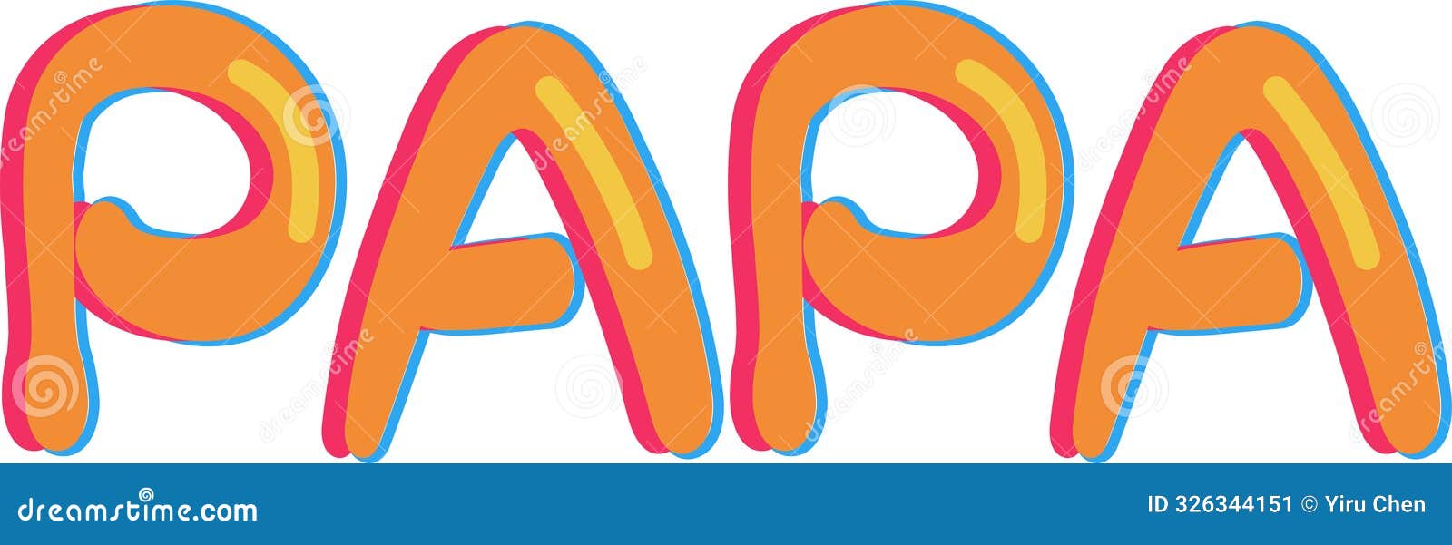 Cartoon Word Papa Lettering Text Typography Stock Illustration ...